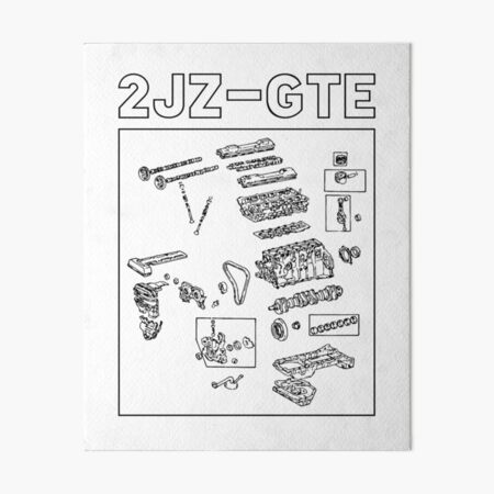 "2JZ Engine Drawing" Art Board Print for Sale by widmore | Redbubble