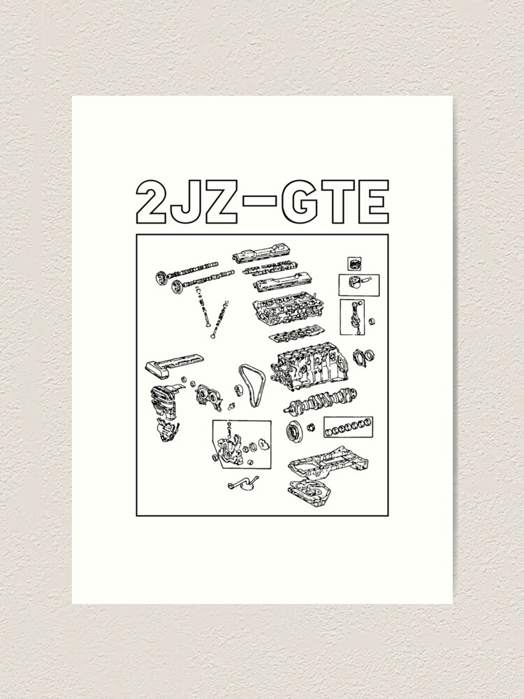 "2JZ Engine Drawing" Art Print for Sale by widmore | Redbubble