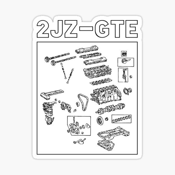 "2JZ Engine Drawing" Sticker by widmore | Redbubble