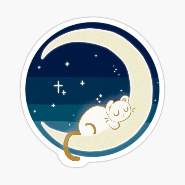 "Nap on the Moon" Sticker for Sale by SaturnSublime | Redbubble