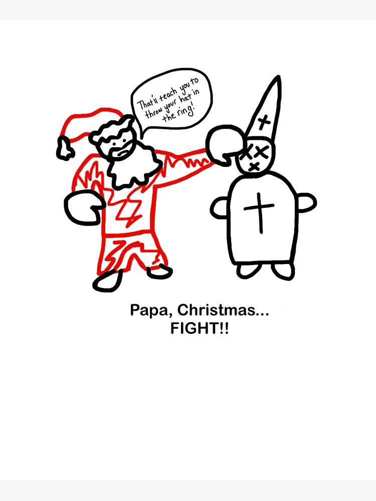 "Santa vs Pope funny little scribble doodle drawing" Sticker by hope ...