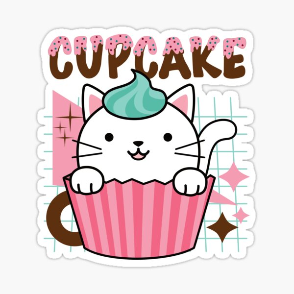 "Kawaii Cat Cupcake " Sticker for Sale by StarsForgers | Redbubble