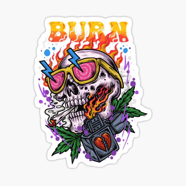 "BURN " Sticker for Sale by Bluntsburn | Redbubble