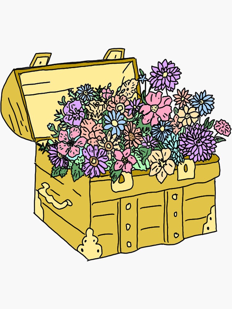 "flowers in treasure chest" Sticker by andilynnf | Redbubble
