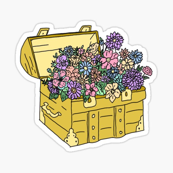 "flowers in treasure chest" Sticker by andilynnf | Redbubble