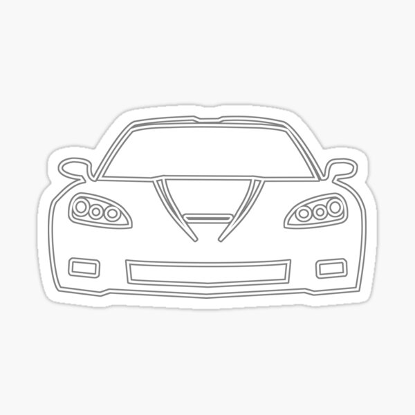 "Corvette C6 front outline Large" Sticker by FabFreakShop | Redbubble
