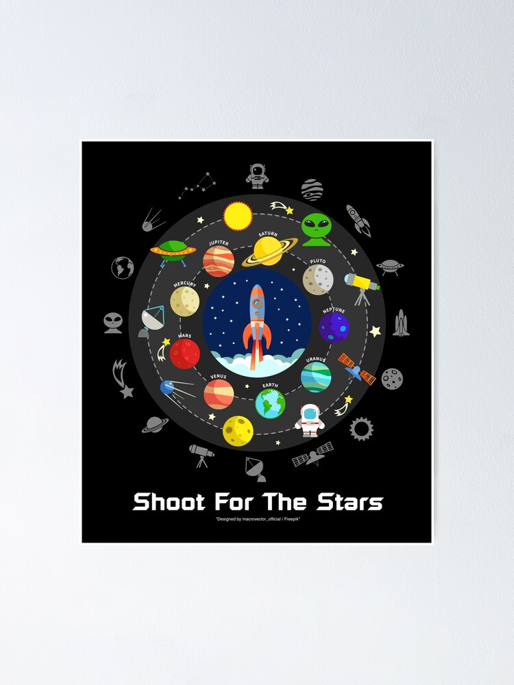 "Shoot For The Stars: Rocket Universe" Poster by MonKeeMAMA | Redbubble