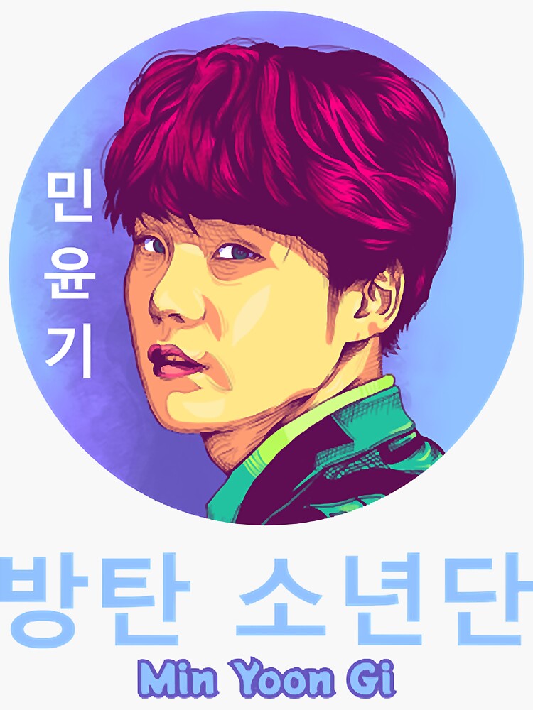 "BTS SUGA - Min Yoon Gi (민윤기) " Sticker for Sale by Boudreaux59 | Redbubble