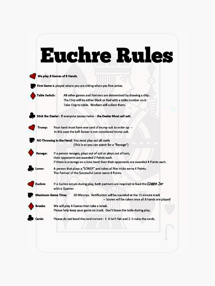 Printable Euchre Rules Printable Word Searches