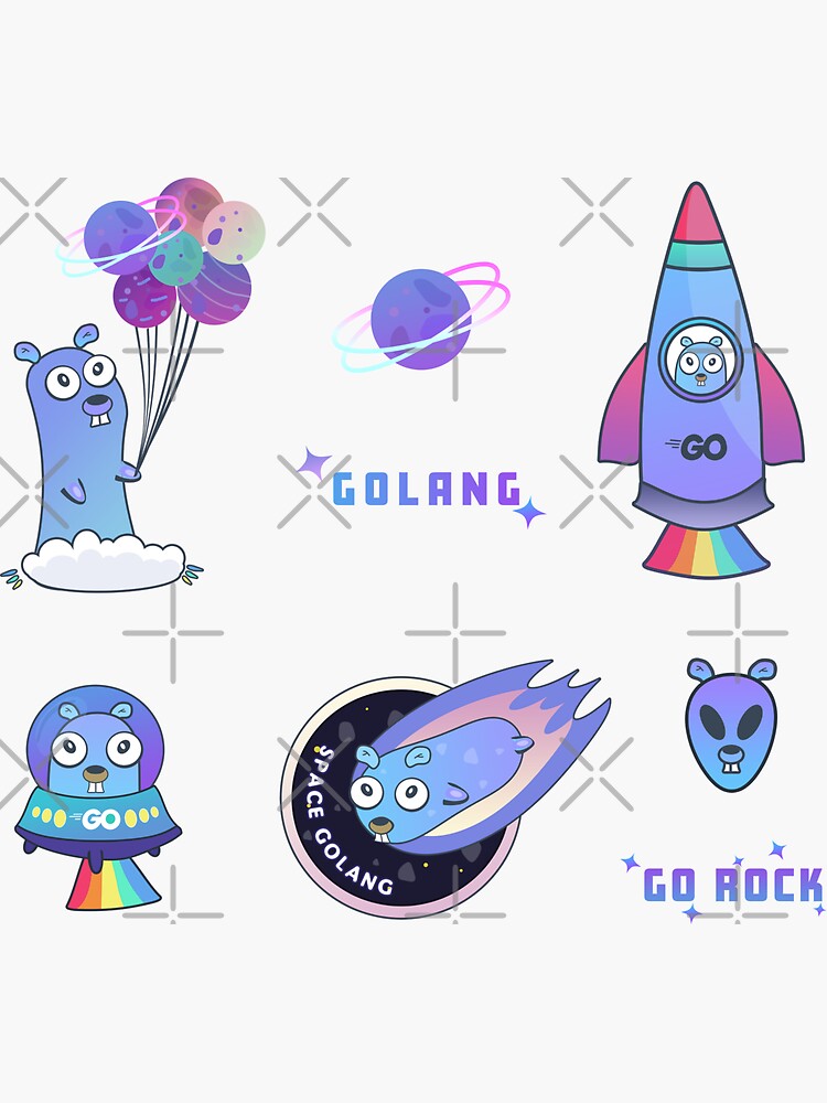 "Golang gopher like aliens" Sticker by karinkasvit | Redbubble