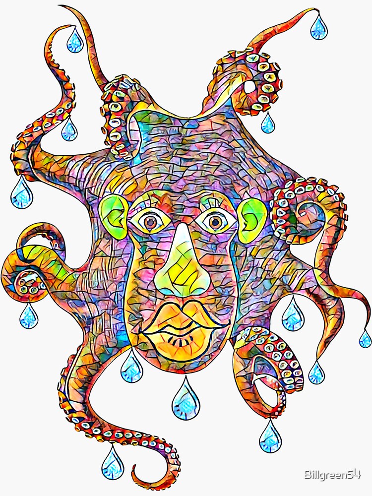 "Meet Wet Willy Mosaic Octopus" Sticker for Sale by Billgreen54 | Redbubble
