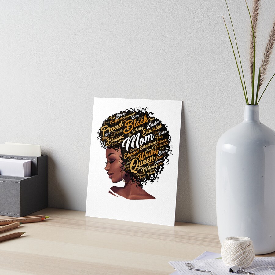 Happy Mothers Day Black Mom Queen Afro African Woman Art Board Print