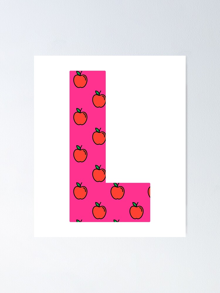 Póster «Letra L en color rosa con estampado de manzanas» de VrajStudio ...