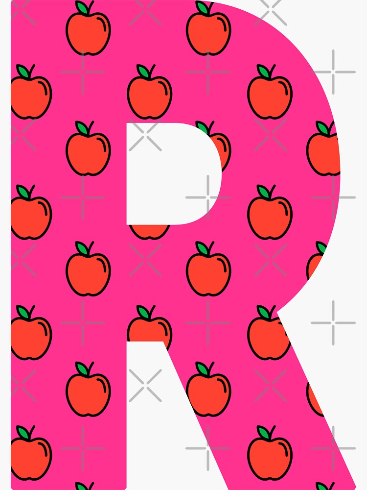 Pegatina «Letra R en color rosa con estampado de manzanas» de ...