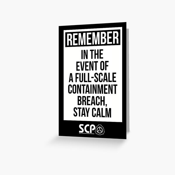 "SCP Warning Poster Containment Breach" Greeting Card for Sale by ...