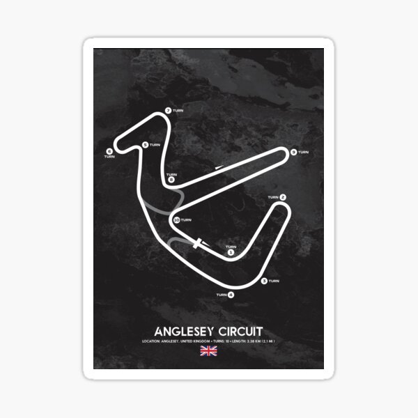 "Anglesey Circuit" Sticker by Tracksters | Redbubble