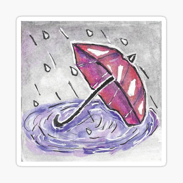 "Stranded Umbrella in a Rain Puddle" Sticker by danajessicaart | Redbubble