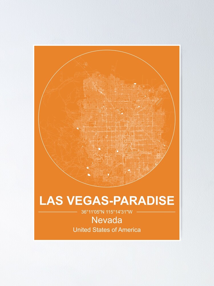 "Las Vegas-Paradise (Nevada, United States of America) City Map" Poster ...