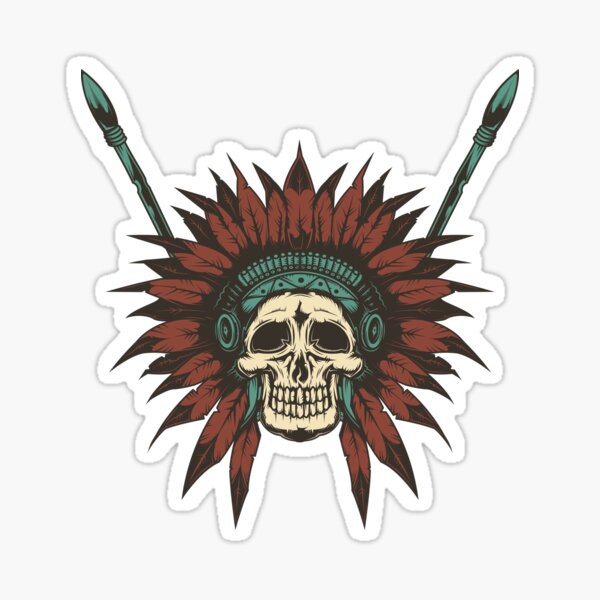 "NATIVE AMERICANS SKULL" Sticker by iDentityPOP | Redbubble
