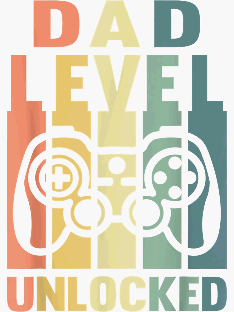 "Mens Dad Level Unlocked Gaming Daddy To Be Soon To Be Father" Sticker ...