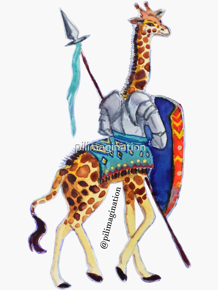 "Giraffe Knight" Sticker for Sale by pilimagination | Redbubble