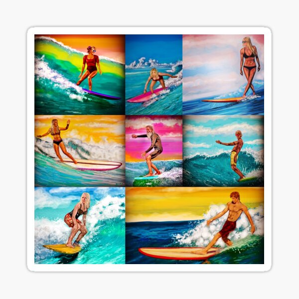 "Old school cowabunga, longboard Surfing art " Sticker for Sale by ...