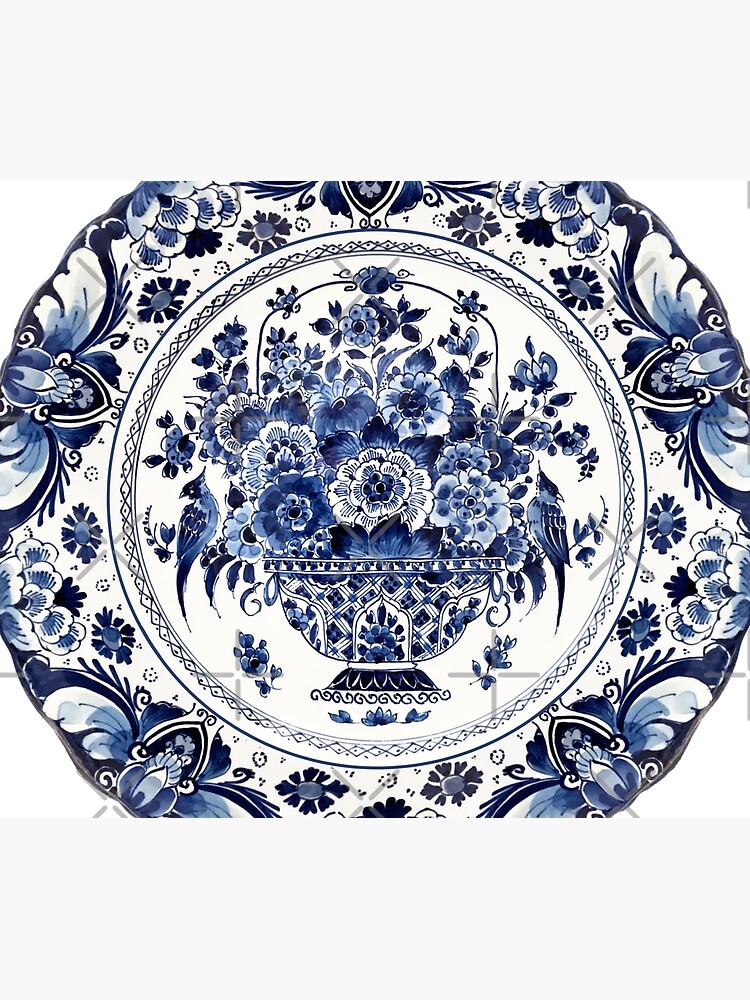 "Royal Delft Blue Flower Basket" Throw Blanket for Sale by MadeByBKG ...