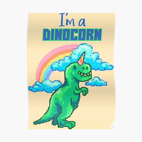 "Dinocorn | Cute T-Rex Ice Cream On Head" Poster for Sale by Alarasboy ...