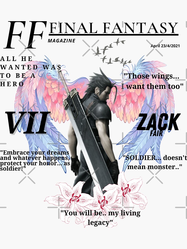 "Zack fair FF7 magazine " Sticker for Sale by Gabrielaxel300 | Redbubble