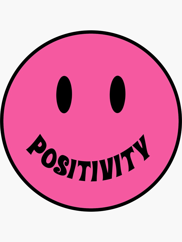 "pink positivity smiley face" Sticker for Sale by starbaby222 | Redbubble