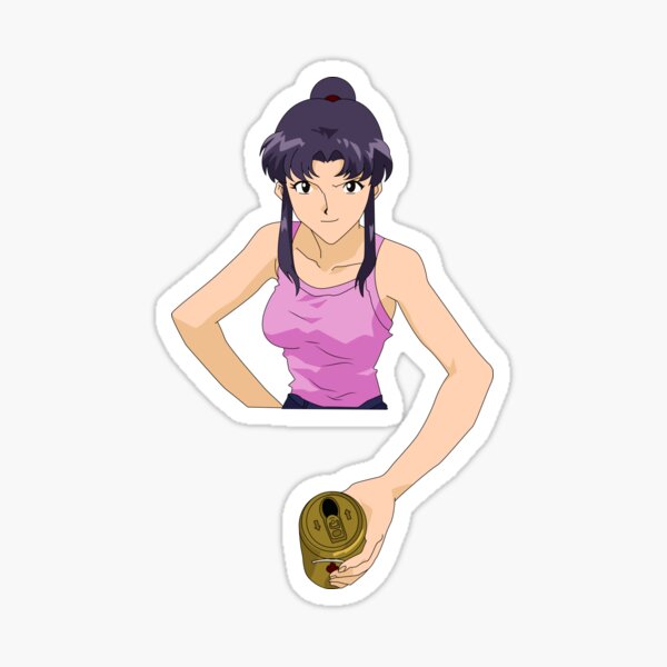 "Misato Driking a beer " Sticker for Sale by Migi-Desu | Redbubble
