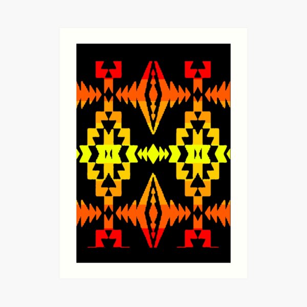 "Native American Black/ Fire Color Geometric Design " Art Print for ...
