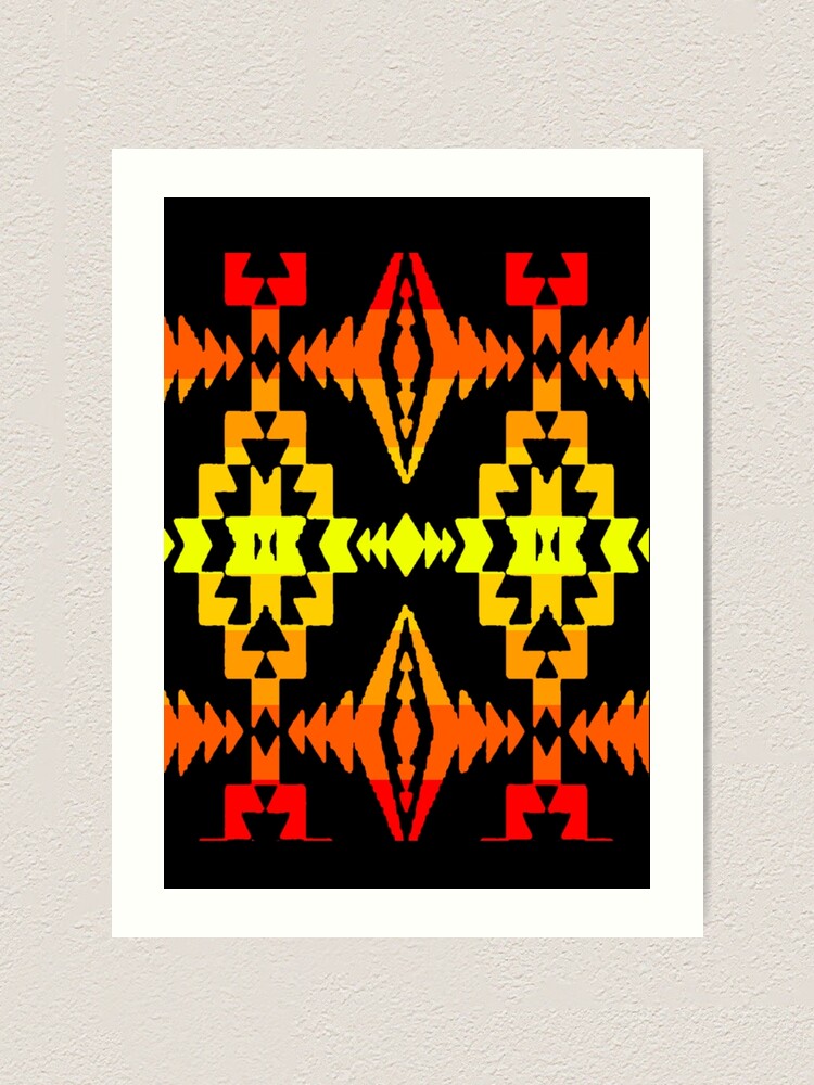"Native American Black/ Fire Color Geometric Design " Art Print for ...