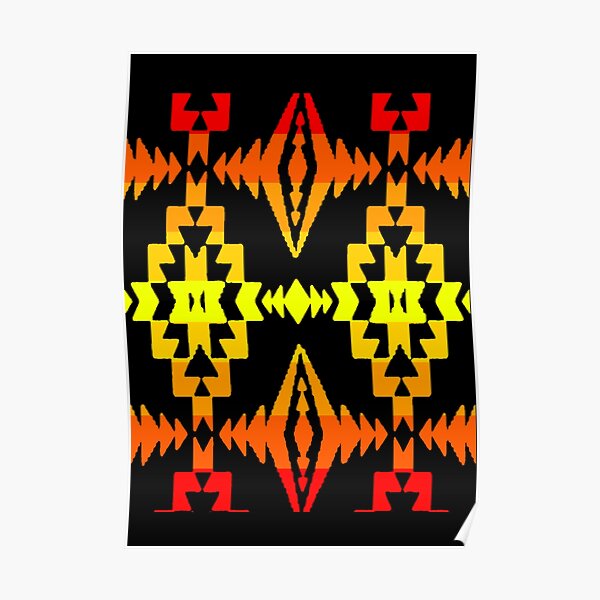 "Native American Black/ Fire Color Geometric Design " Poster for Sale ...