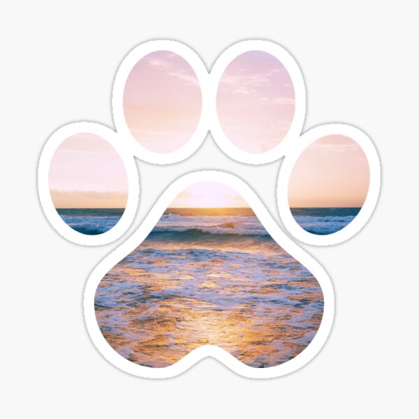 "Beach Dog Paw" Sticker by Koi-Art | Redbubble