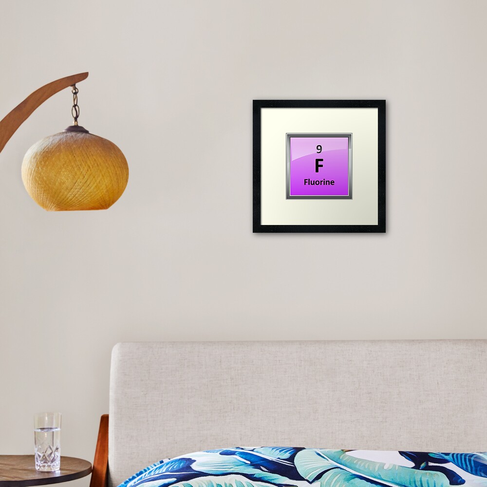 "Fluorine Element Tile - Periodic Table" Framed Art Print for Sale by ...