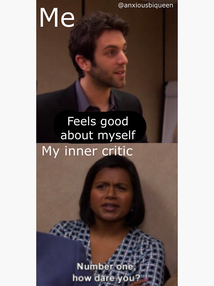 "Inner Critic Office Meme" Sticker for Sale by alisonleasmith | Redbubble