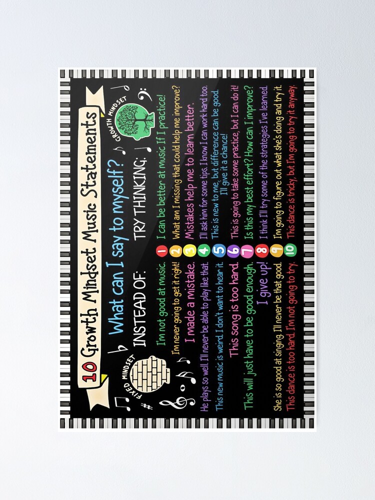 "10 Growth Mindset Music Statements Poster" Poster by BlankaZima ...
