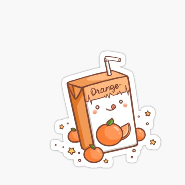 "Kawaii Orange Juice Box" Sticker by AlvarezTimothy | Redbubble