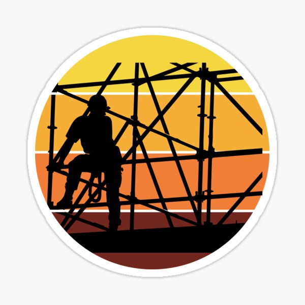 "Scaffolder Scaffold Scaffolding Platform Worker Vintage Retro" Sticker ...