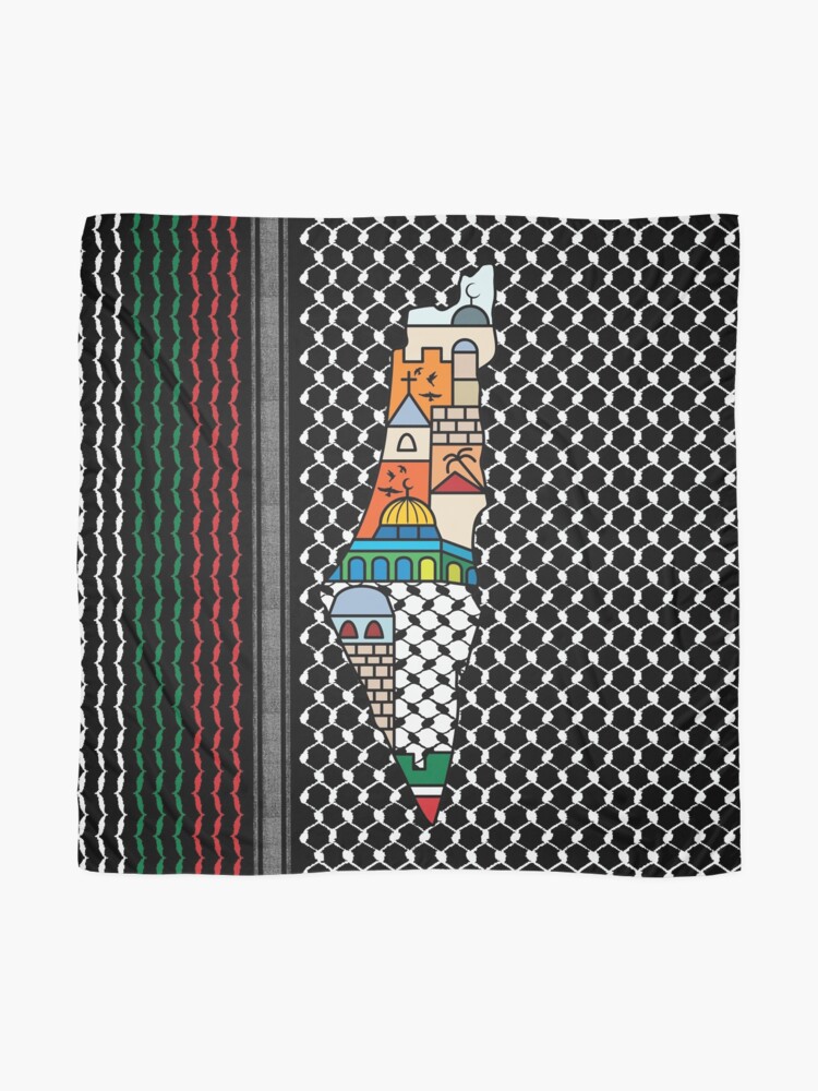 "I Love Palestine My Homeland Palestinian Map with Kufiya Hatta Pattern ...