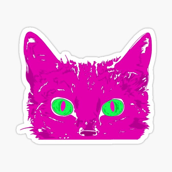 "Neon Pink Cat" Sticker by PsychedelicLad | Redbubble