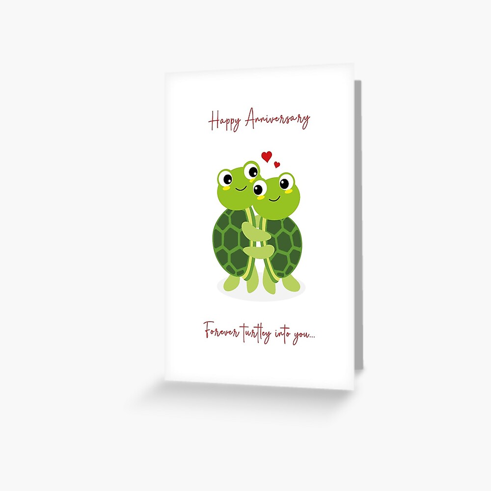 "Romantic Couples Turtle Anniversary Card - Turtley Into You" Greeting ...
