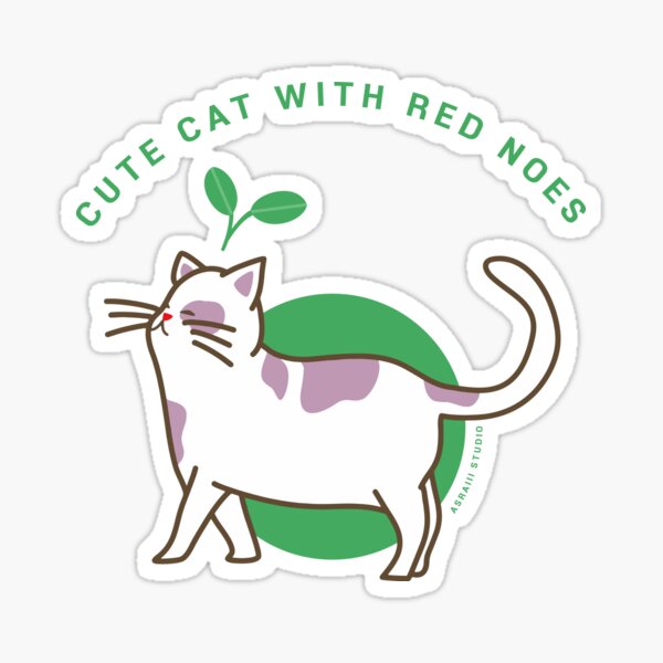 "cute cat with red nose" Sticker by Asraiii | Redbubble
