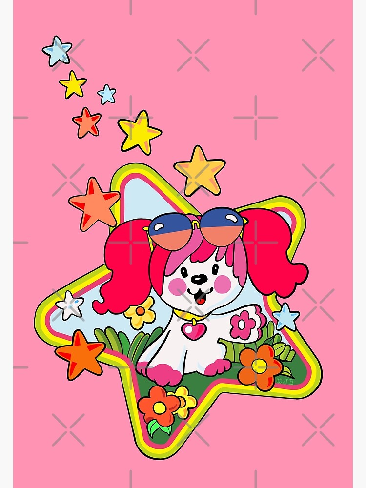 "Poochie - Retro 80s Pink Dog" Poster for Sale by FunnehGacha | Redbubble