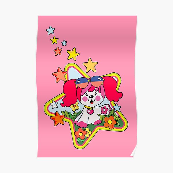 "Poochie - Retro 80s Pink Dog" Poster for Sale by FunnehGacha | Redbubble