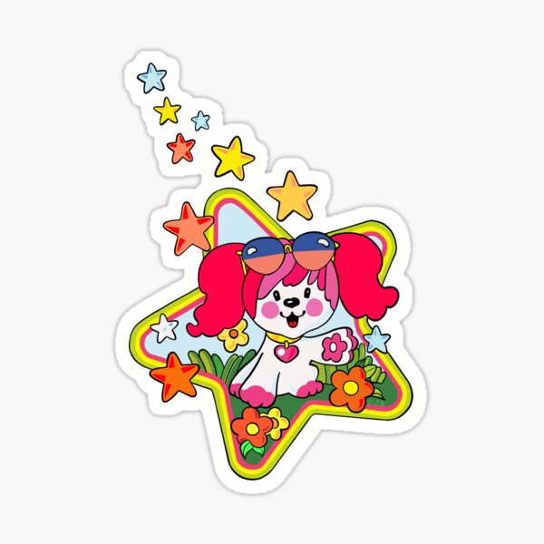 "Poochie - Retro 80s Pink Dog" Sticker for Sale by FunnehGacha | Redbubble