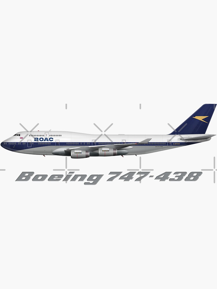 "British Airways 747-436 Classic BOAC" Sticker for Sale by Number3art ...