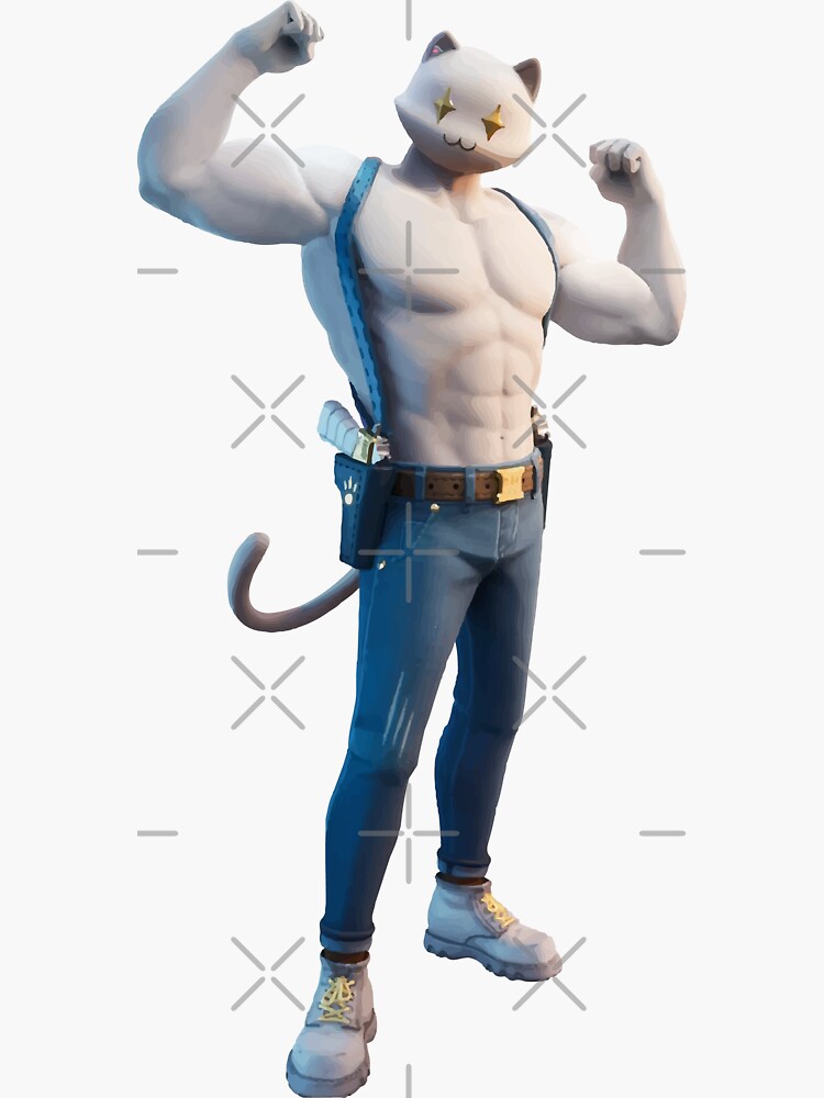 "Muscle Cat White Gaming Character" Sticker by DanielKiss02 | Redbubble