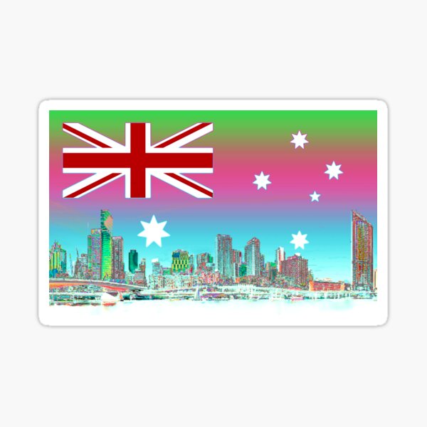 "Brisbane Urban Cityscape Rainbow" Sticker by MarinaGorban | Redbubble